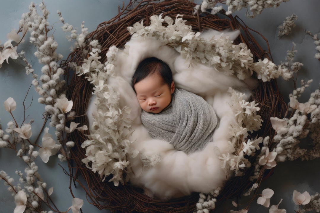 Newborn Flower Digital Backdrop, Digital Floral Background Newborn ...