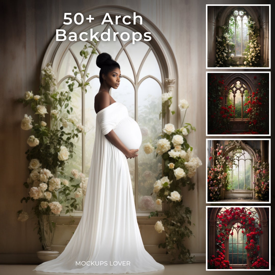 50 Floral Arches Digital Backdrops, Maternity Studio Photography ...
