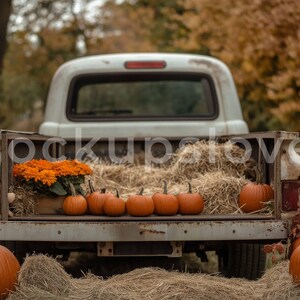 Autumn Digital Background, Fall Truck and Pumpkins, Fall Digital ...
