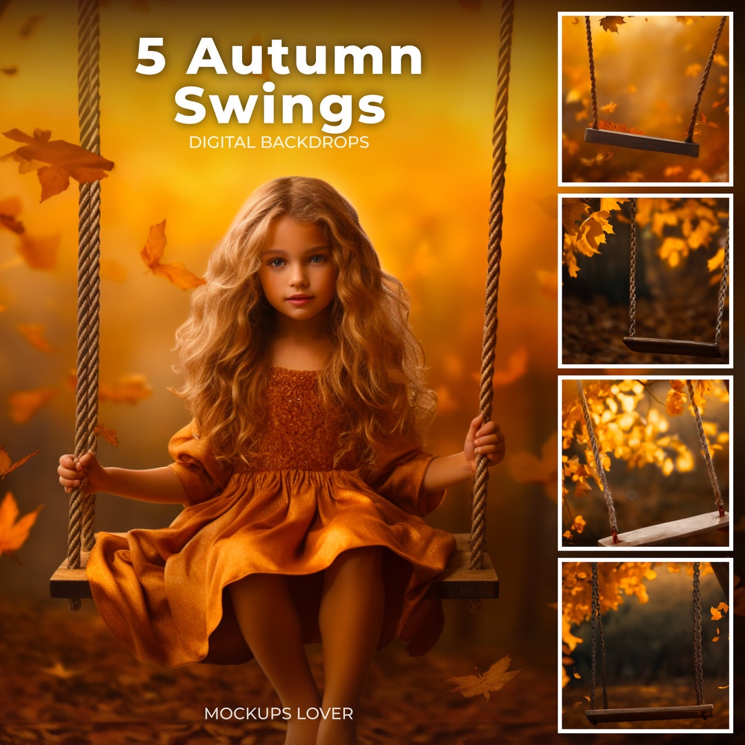 Fall Swing Digital Background, Autumn Digital Backdrop, Photoshop ...