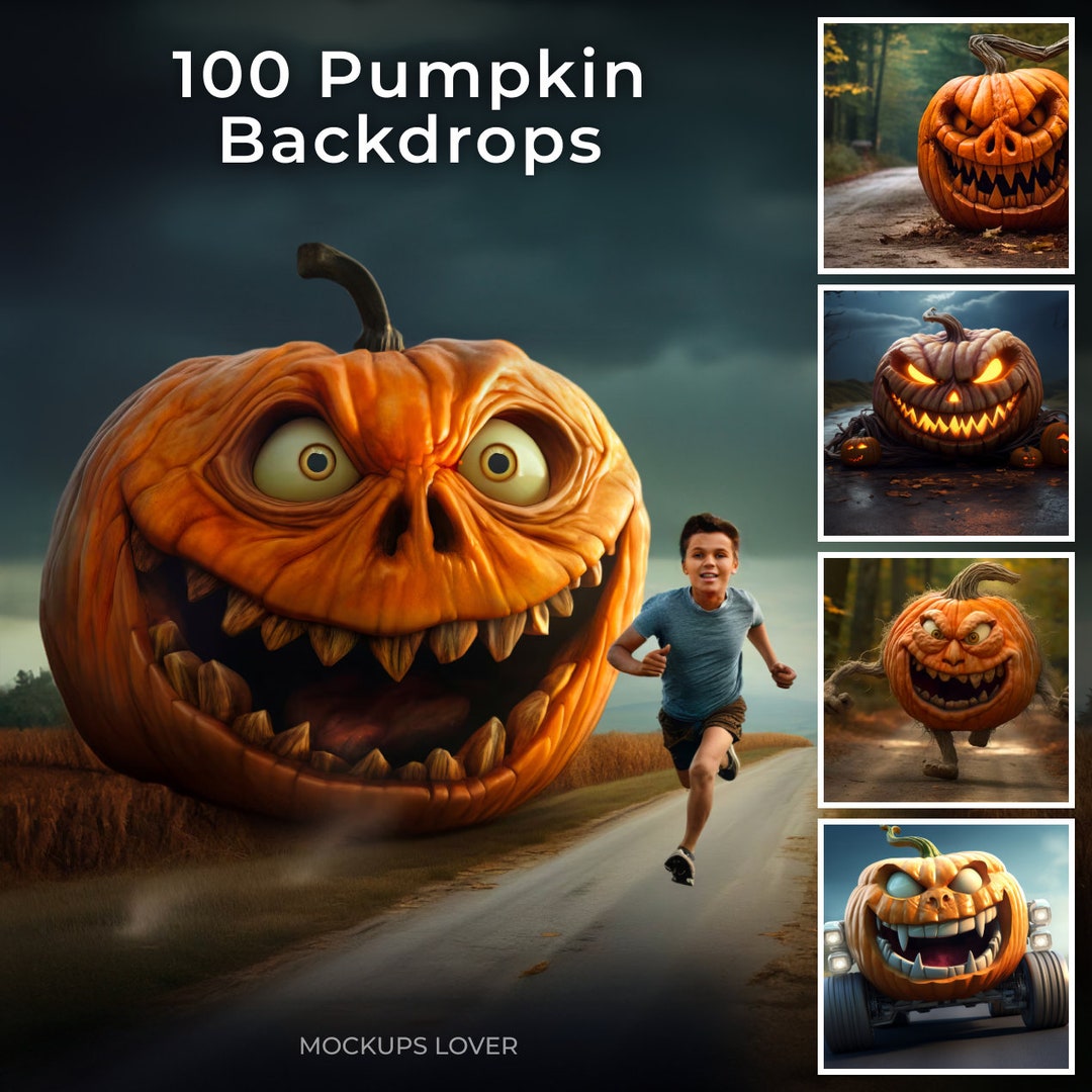 100 Pumpkin Digital Backdrop for Halloween, Toddler, Pumpkin Mega ...