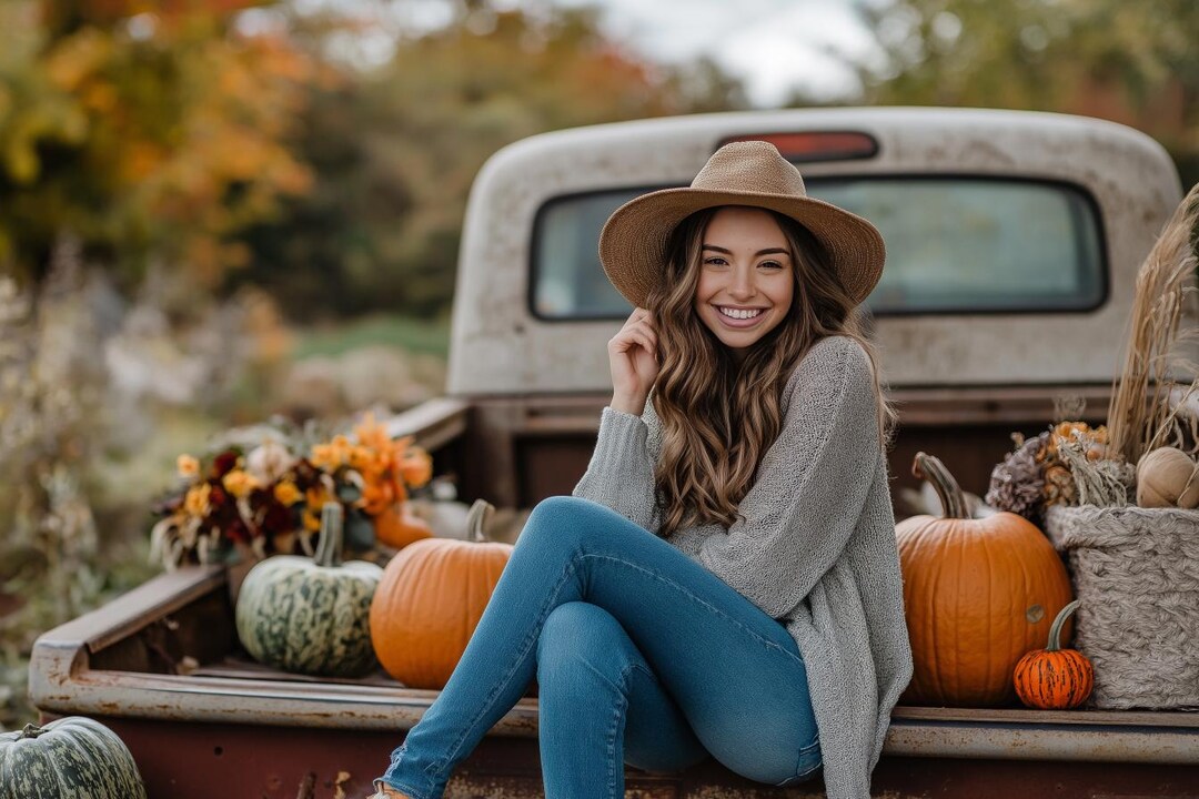 Fall Farm Truck Digital Photography Background, Pumpkin Backdrop ...