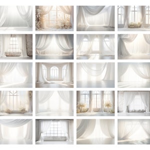 100 White Sheer Curtains Digital Backdrops, Studio Digital Backgrounds ...