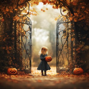 Fall Digital Background, Autumn Park Gate Digital Backdrop, Kids ...