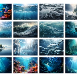 100 Ocean Digital Backdrops, Seaside Rock Digital Background, Dreamy ...