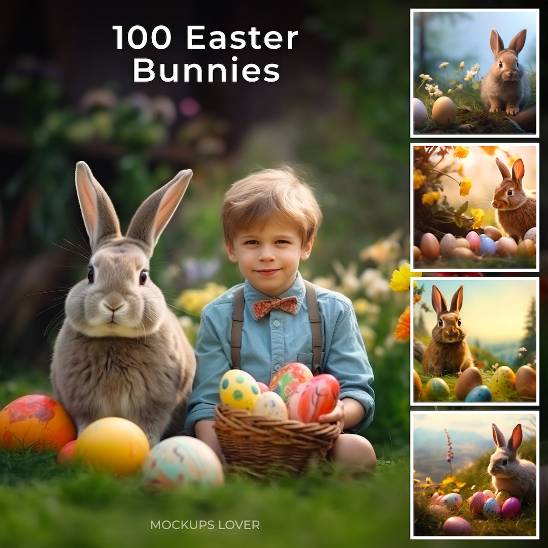 100 Easter Bunnies Digital Backdrops for Kids, Outdoor Spring Garden ...
