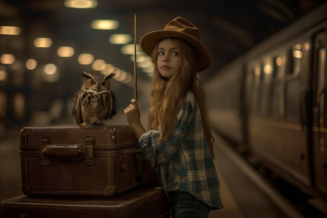 Magical Wizard Digital Backdrop, Owl, Train, Platform, Creative ...