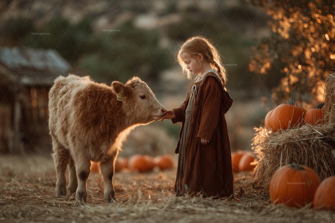 Fall Farm Animals Digital Backdrop, Rustic Photo Background, Autumn ...
