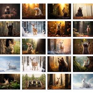 100 Forest Animal Digital CG Backdrops, Fairy Woodland Animal ...