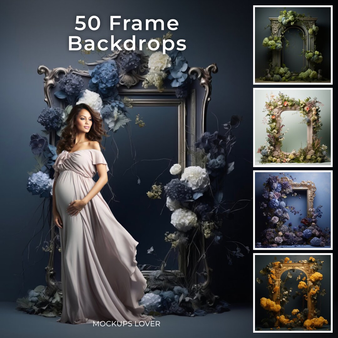 50 Frame Digital Backdrops, Maternity Backdrop Overlays, Studio ...