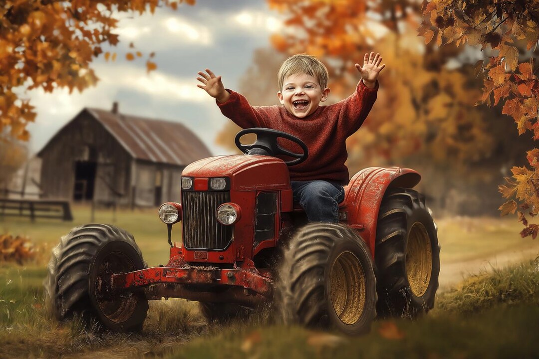 Fall Farm Digital Backdrop, Rustic Photo Background, Barn, Tractor ...