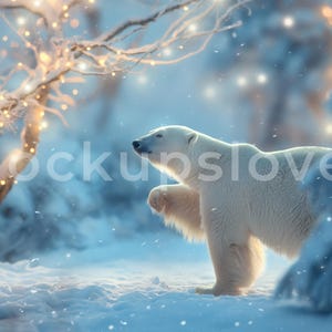 Polar Bear Christmas Holiday Digital Background, Winter Wonderland ...