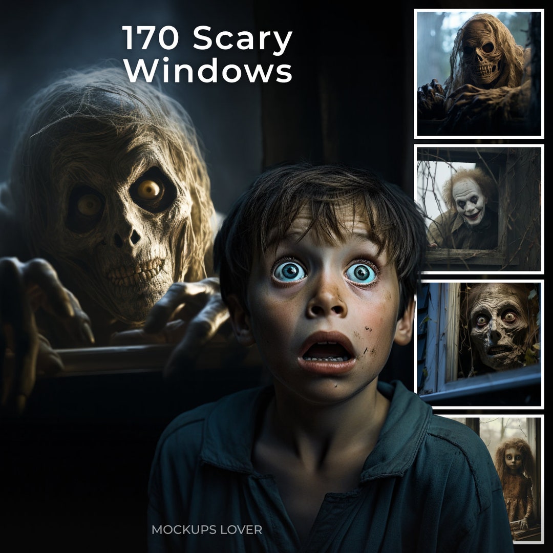 100 Scary Window Halloween Backdrops, Ghosts, Skeletons, Mega Bundle ...