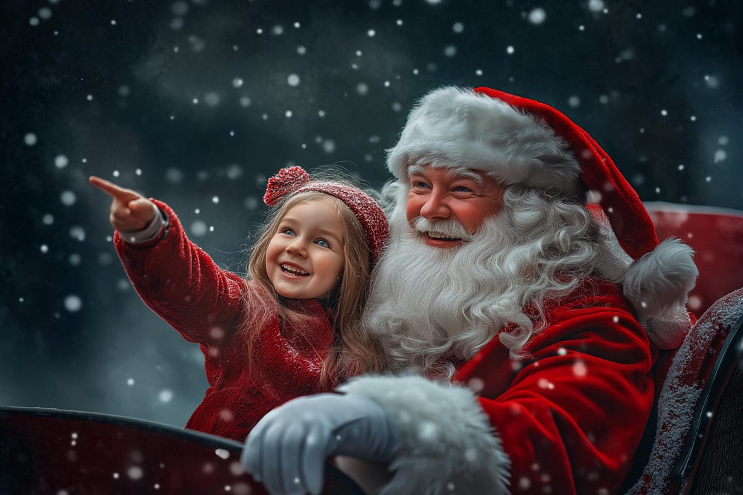 Christmas Santa Claus Digital Backdrop, Santa Sleigh Background ...