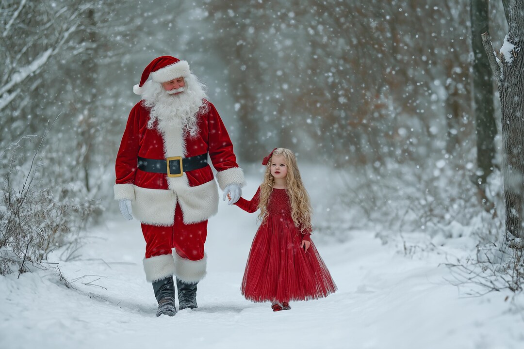 Christmas Santa Claus Digital Background, Holiday Creative Composite ...