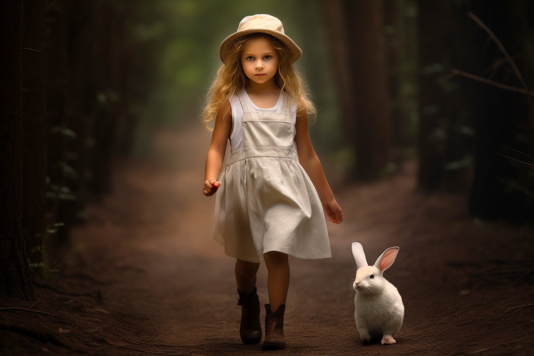 Easter Bunny Forest Path, Spring Digital Background, Bunny Rabbit ...