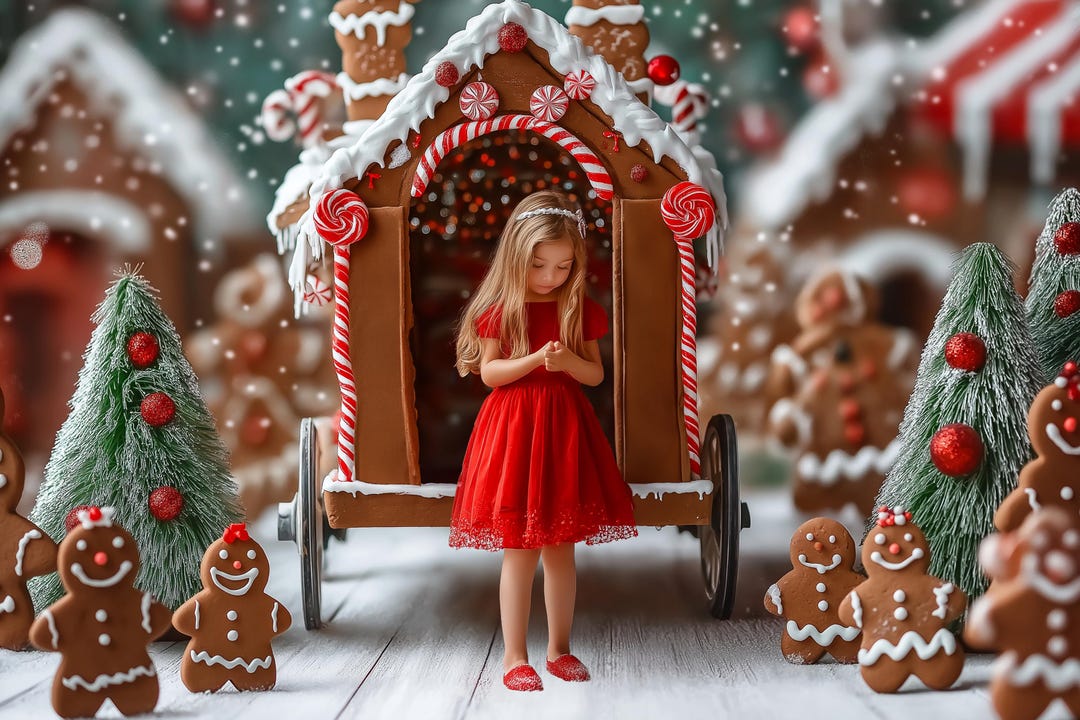 Gingerbread House Digital Backdrop, Christmas Cookies Photo Background ...