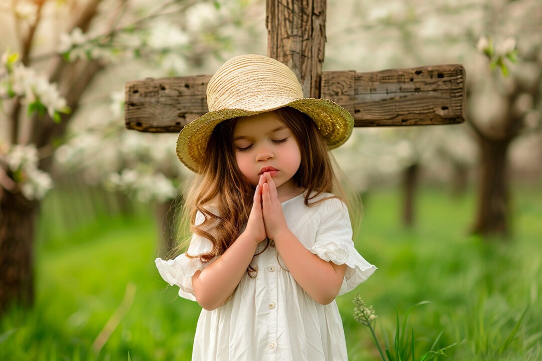 Spring Easter Cross Digital Background, White Blossom Digital Backdrop ...