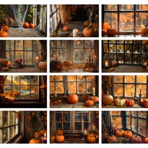 Autumn Window Digital Background Photography, Fall Leaves, Halloween ...