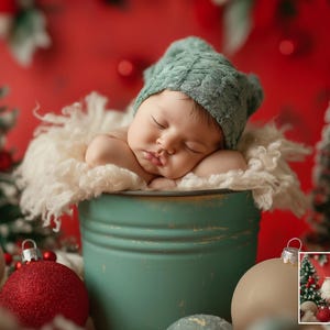 10 Christmas Newborn Digital Backdrop With Christmas Tree & Balls ...