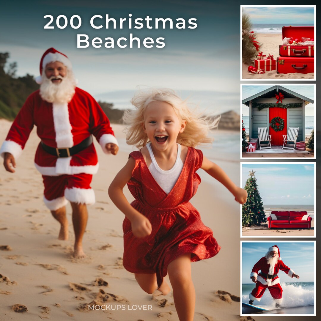 200 Digital Backdrops for a Christmas Beach Getaway, Featuring ...