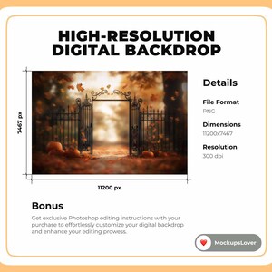 Fall Digital Background, Autumn Park Gate Digital Backdrop, Kids ...