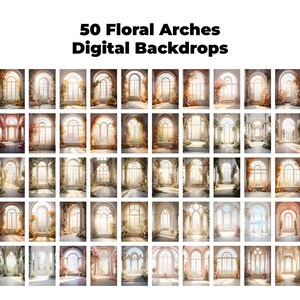 50 Floral Arches Digital Backdrops Set, Maternity Backdrop Overlays ...