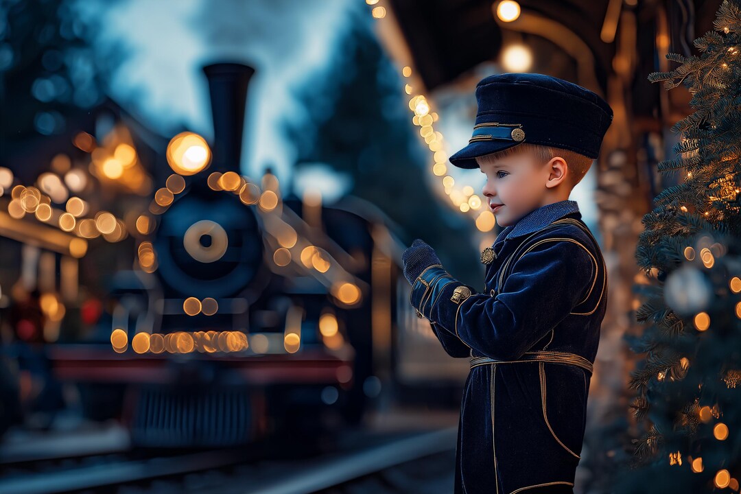 Christmas Train Station Digital Background, Holiday Photography ...