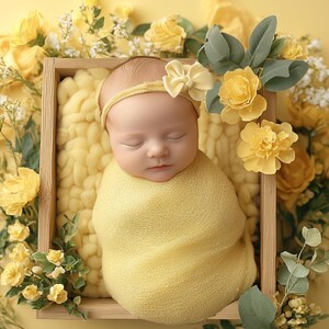 Newborn Digital Backdrop, Baby Girl Yellow Flower Bed, Fine Art ...