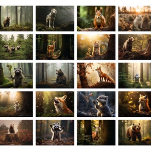 100 Forest Animal Digital CG Backdrops, Fairy Woodland Animal ...