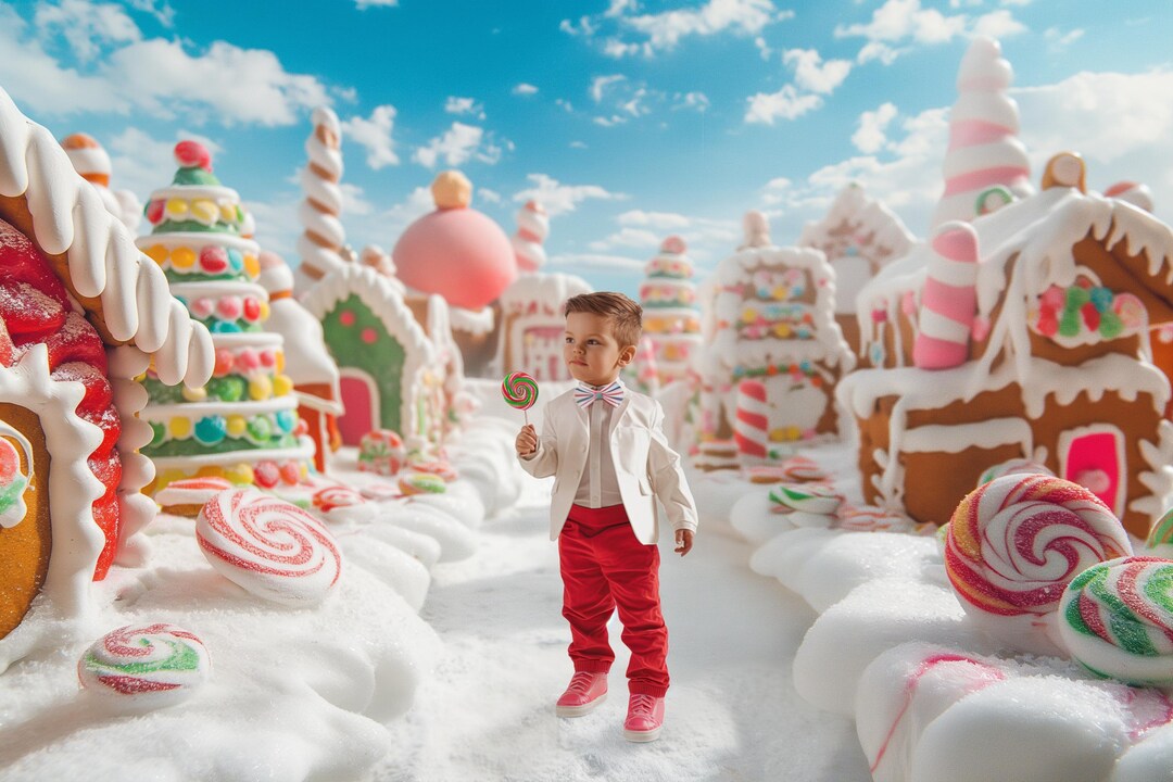 Candyland Christmas Digital Background, Christmas Village Digital ...