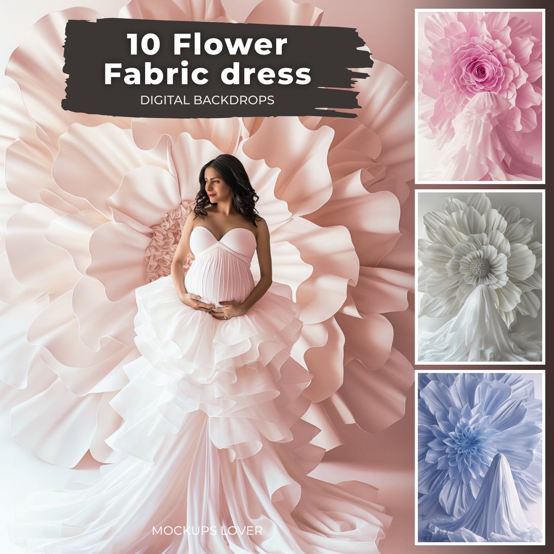 Flower Fabric Dress Digital Backdrops, Floral Backdrops Digital ...