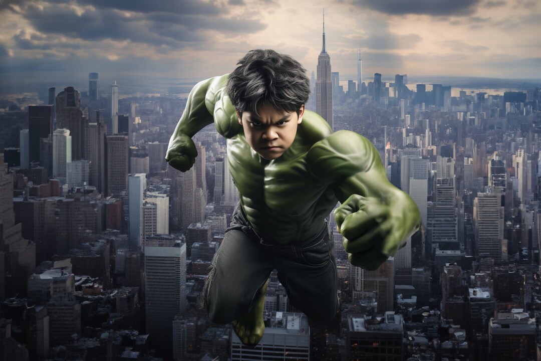 Hulking Kid Super Hero Face Replace Digital Overlay, Hulking Composite ...
