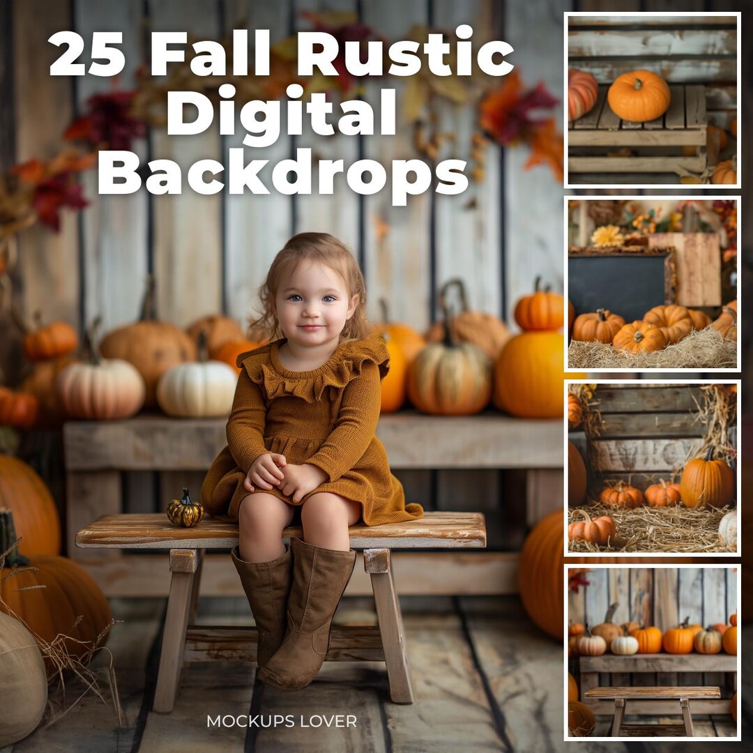 Fall Rustic Digital Background Bundle, Autumn Studio Backdrop, Kids ...