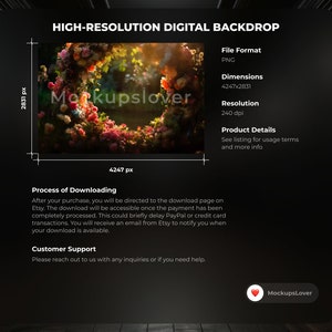 Whimsical Floral Digital Backdrop, Photo Background, Photo Editing ...