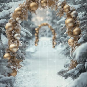 Christmas Arch on Snow Forest Background, Winter Wonderland Digital ...