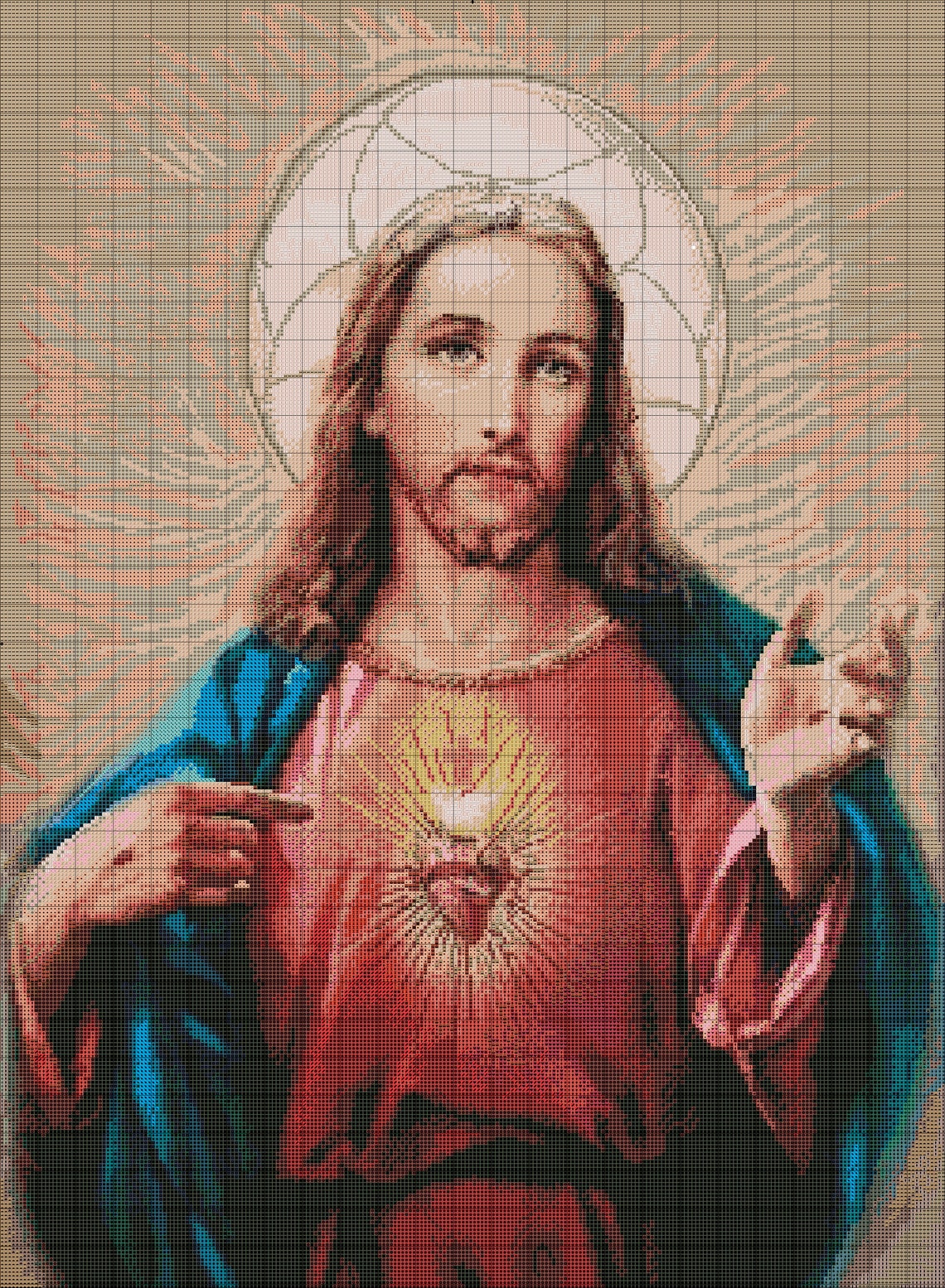 Cross Stitch Digital Pattern Jesus Christ Embroidery Handmade - Etsy