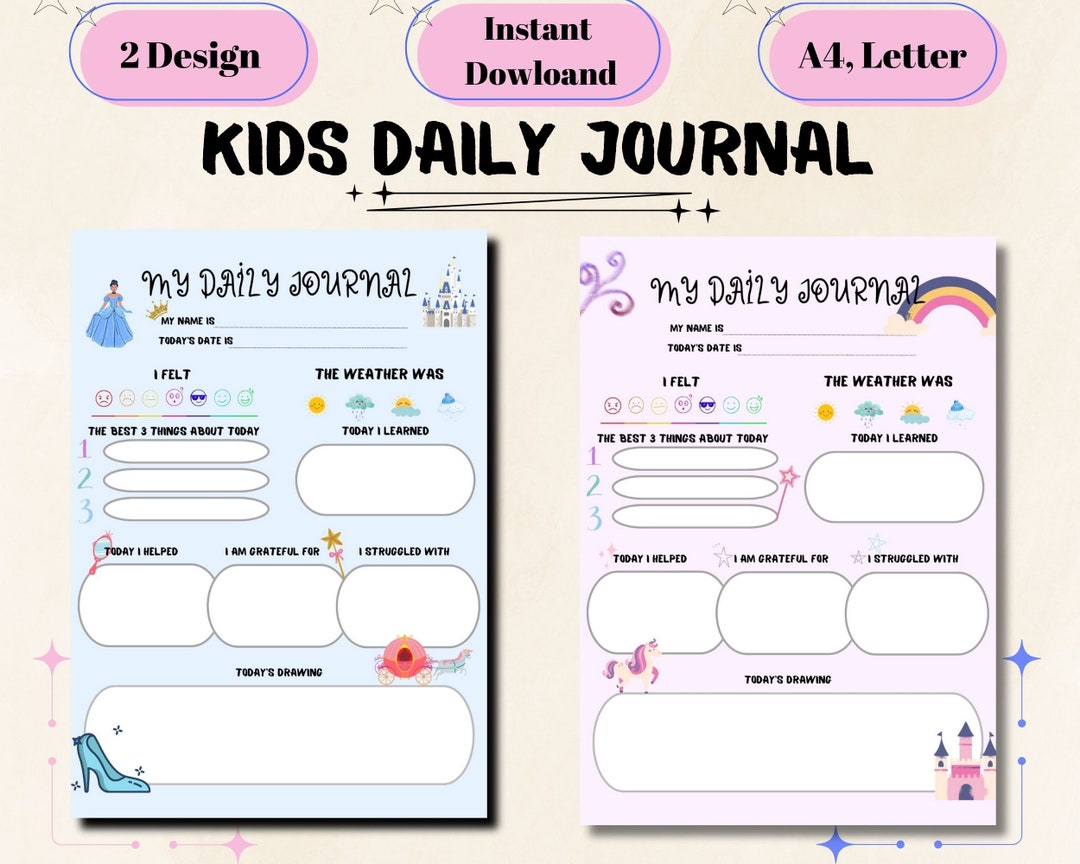 Kids Daily Journal Printable / for Children / Journal for Kids ...