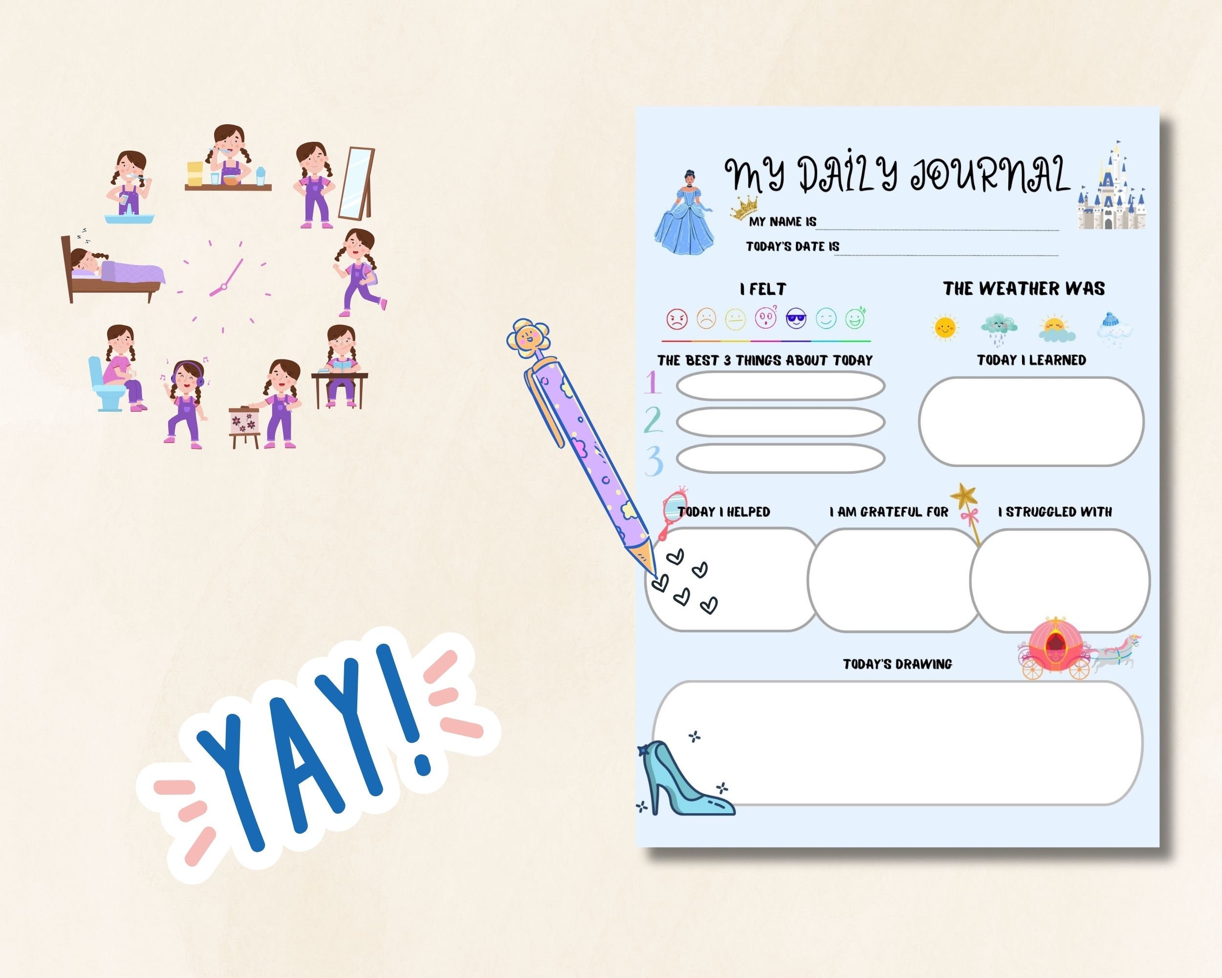 Kids Daily Journal Printable / for Children / Journal for Kids ...