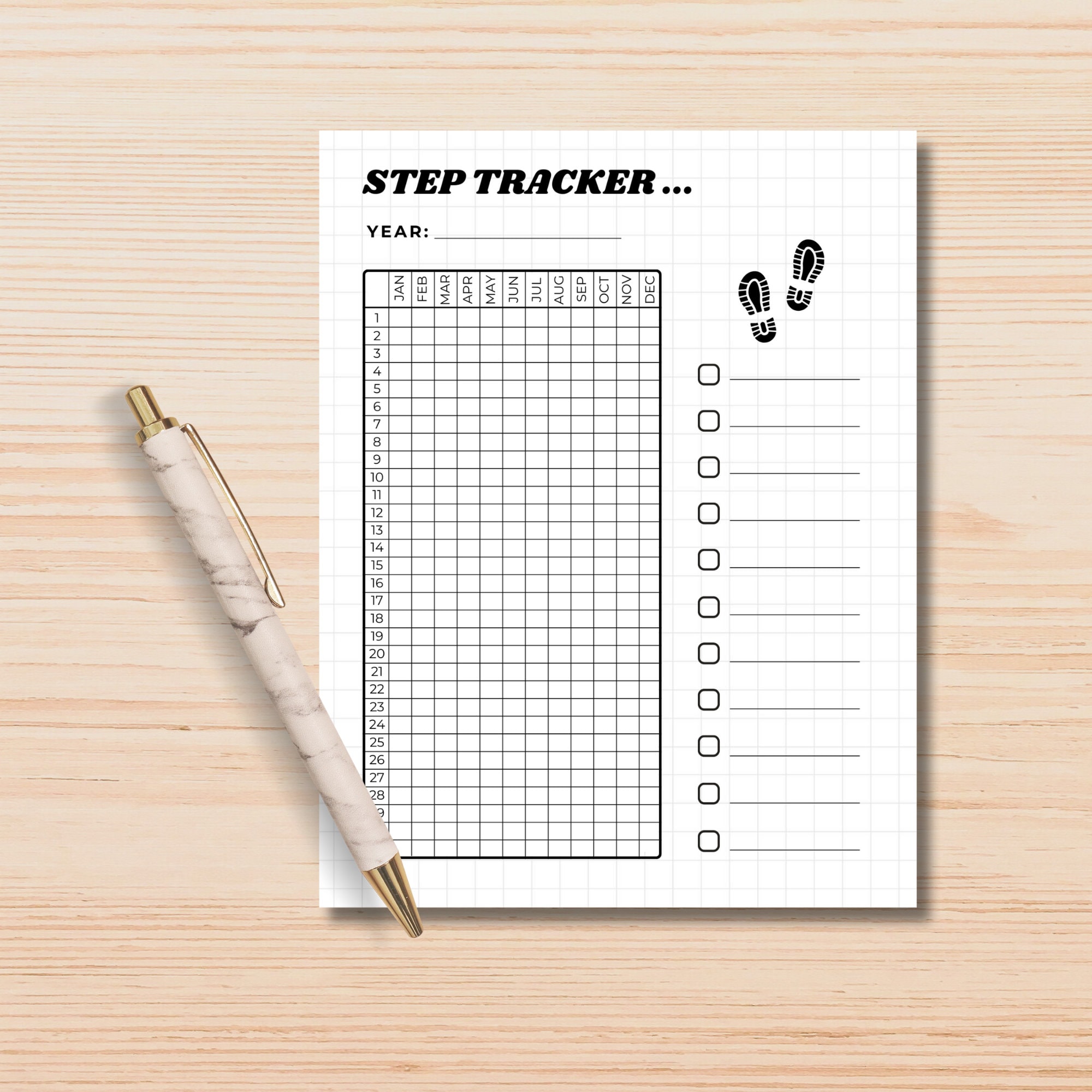 Step Tracker Bullet Journal Printable Fitness Tracker Step Goal Health ...