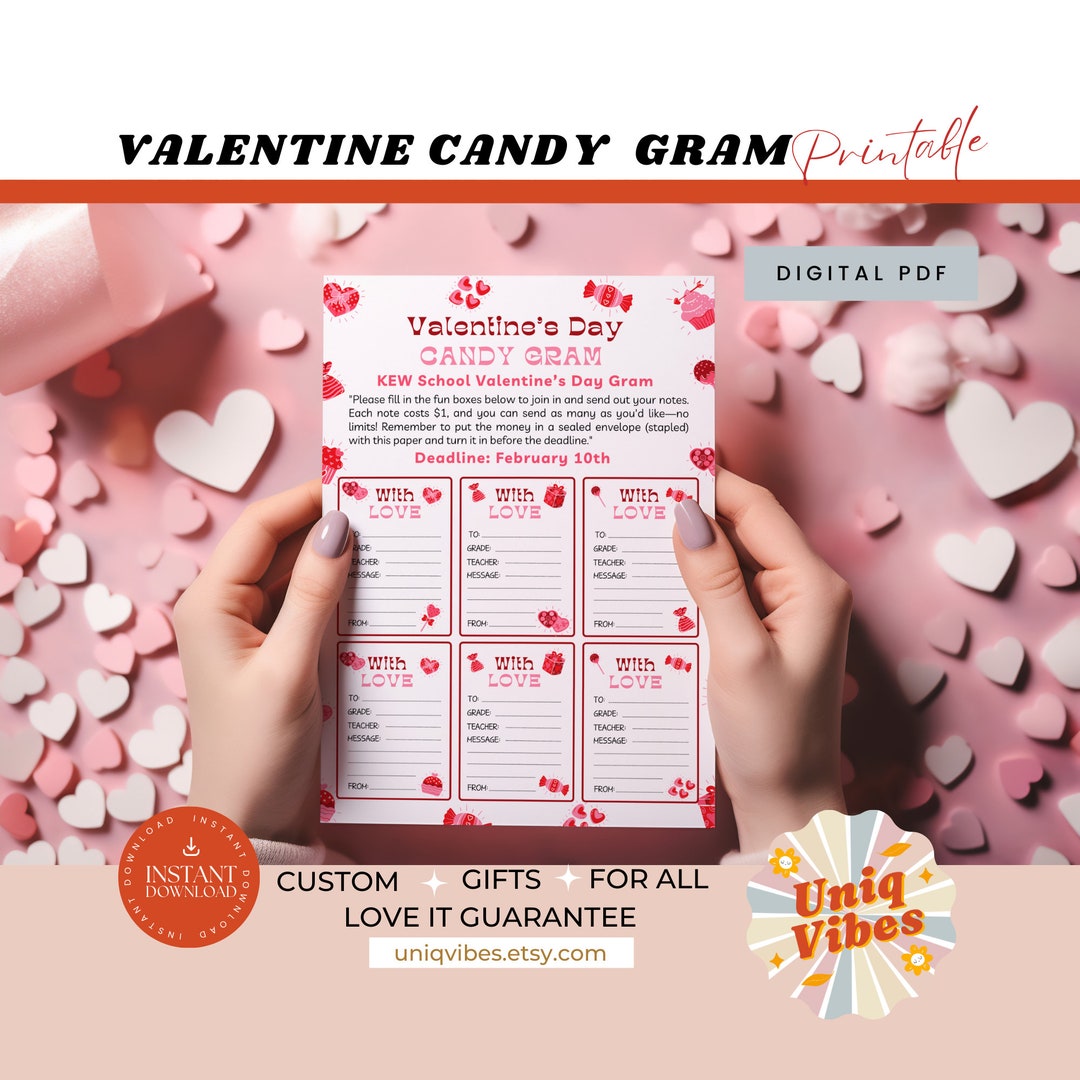 Valentine Gram Printable Valentine's Day Candy Gram Flyer St Valentine ...