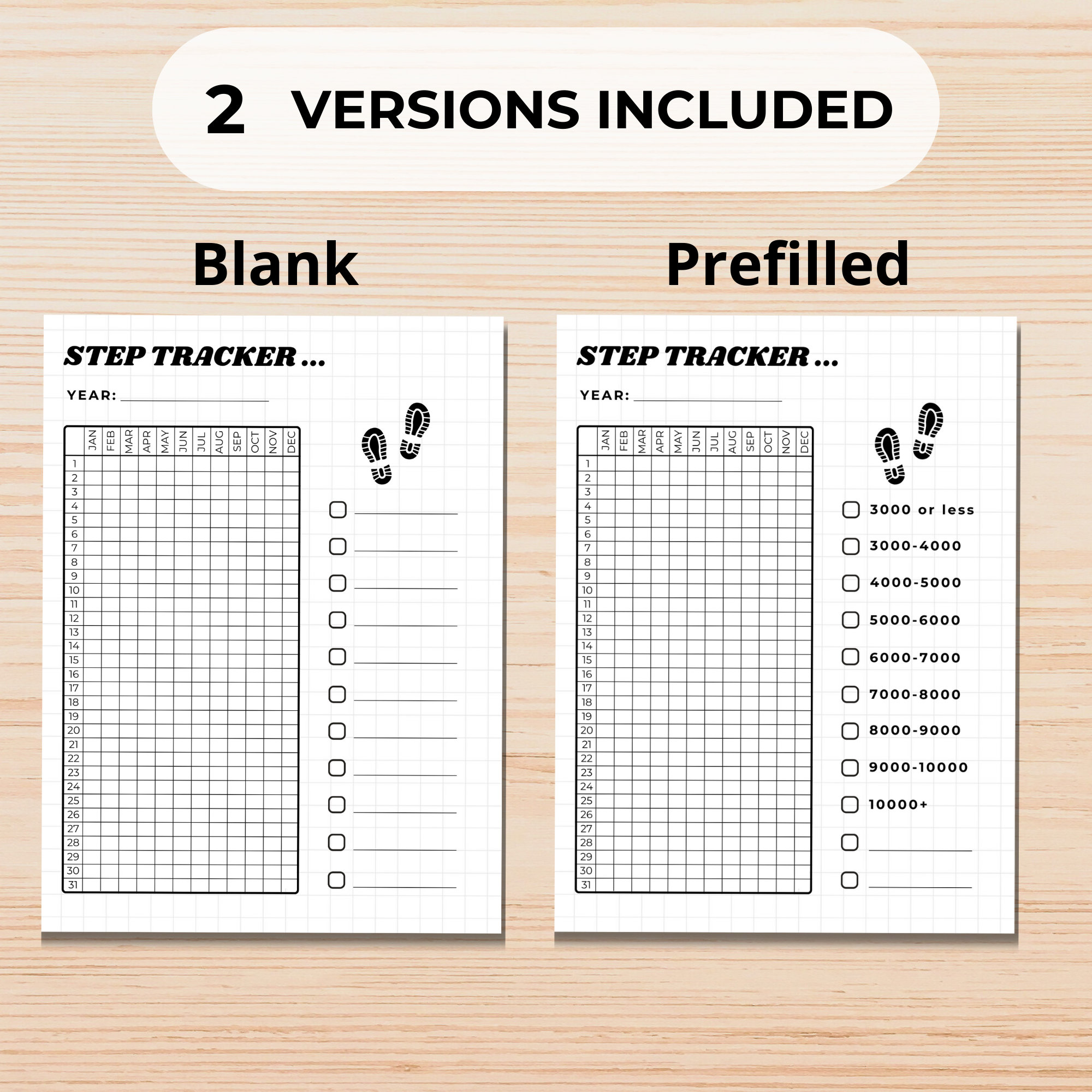 Step Tracker Bullet Journal Printable Fitness Tracker Step Goal Health ...