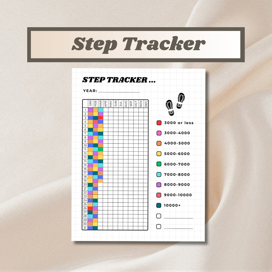 Step Tracker Bullet Journal Printable Fitness Tracker Step Goal Health ...