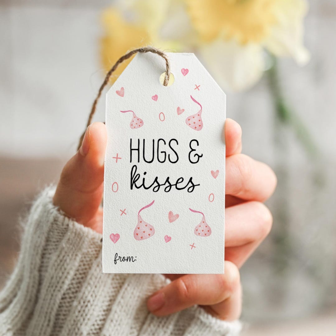 Hugs and Kisses Tags Printable Gift Tags for Candy Valentines Favors - Etsy