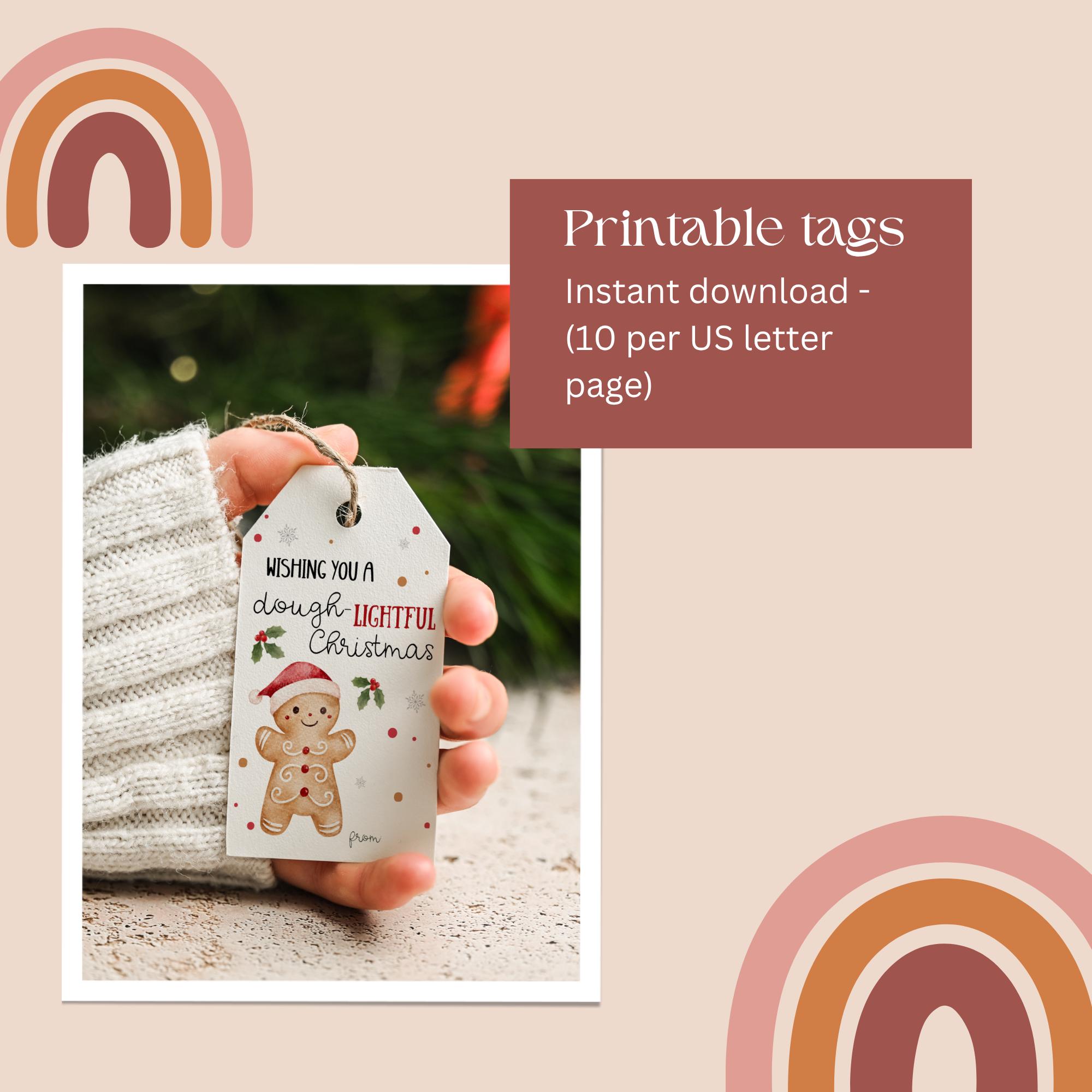 Wishing You A Dough-lightful Christmas Gift Tag Printable Christmas Pun ...