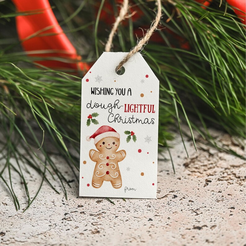 Wishing You A Dough-lightful Christmas Gift Tag Printable Christmas Pun ...