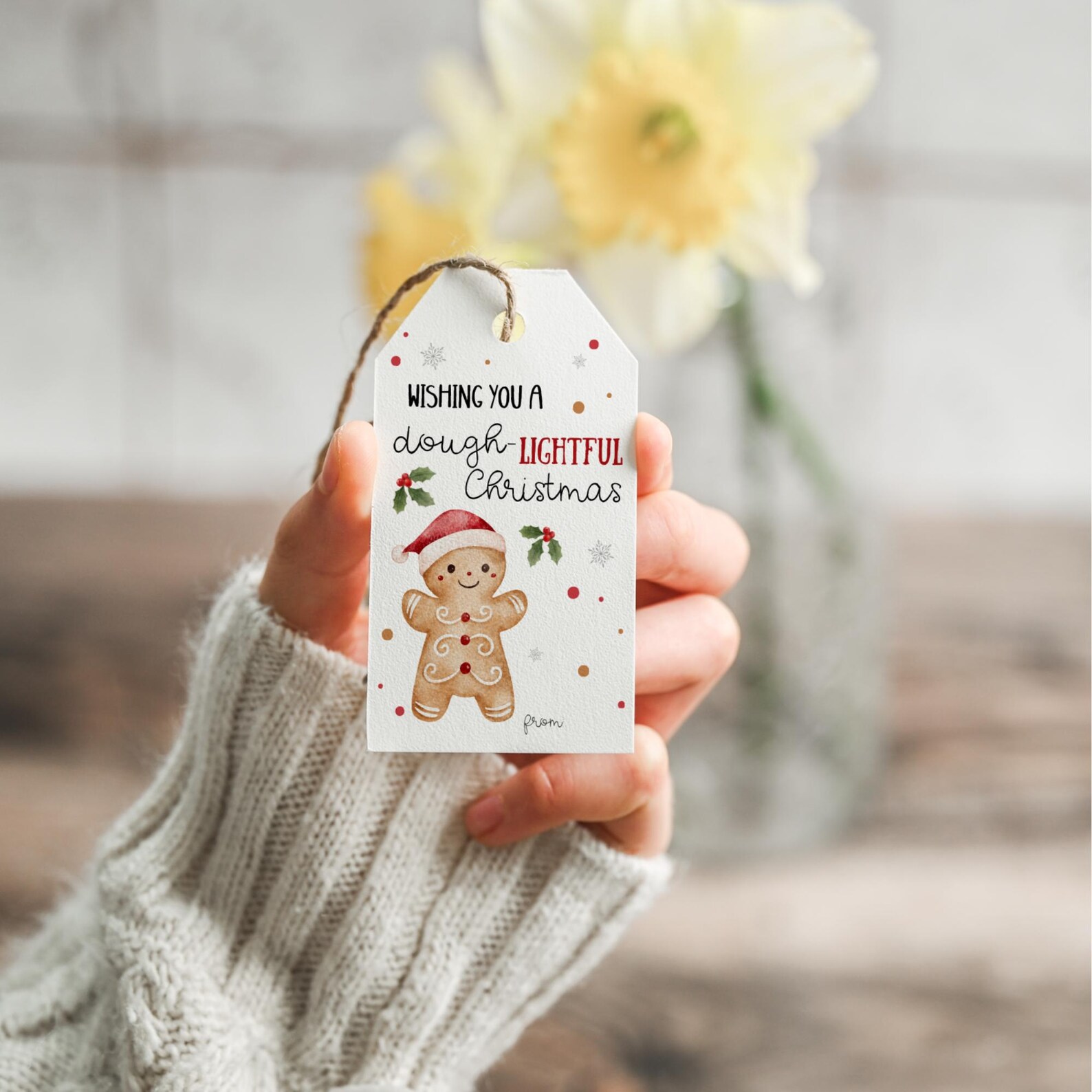 Wishing You A Dough-lightful Christmas Gift Tag Printable Christmas Pun ...