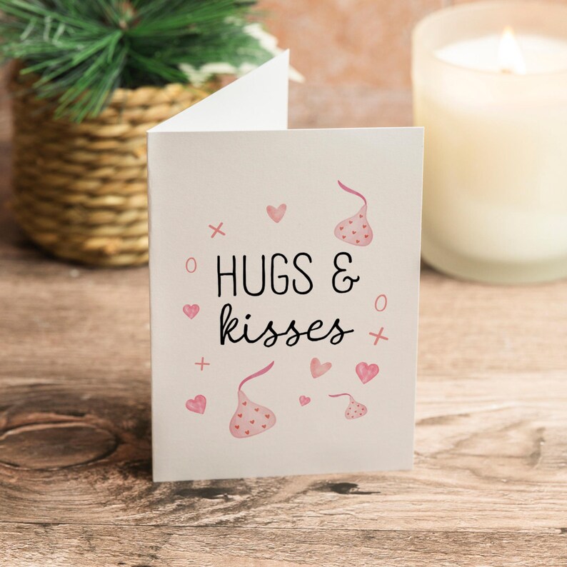 Valentine Card Printable Hugs and Kisses Card Instant Download 5 Sizes ...