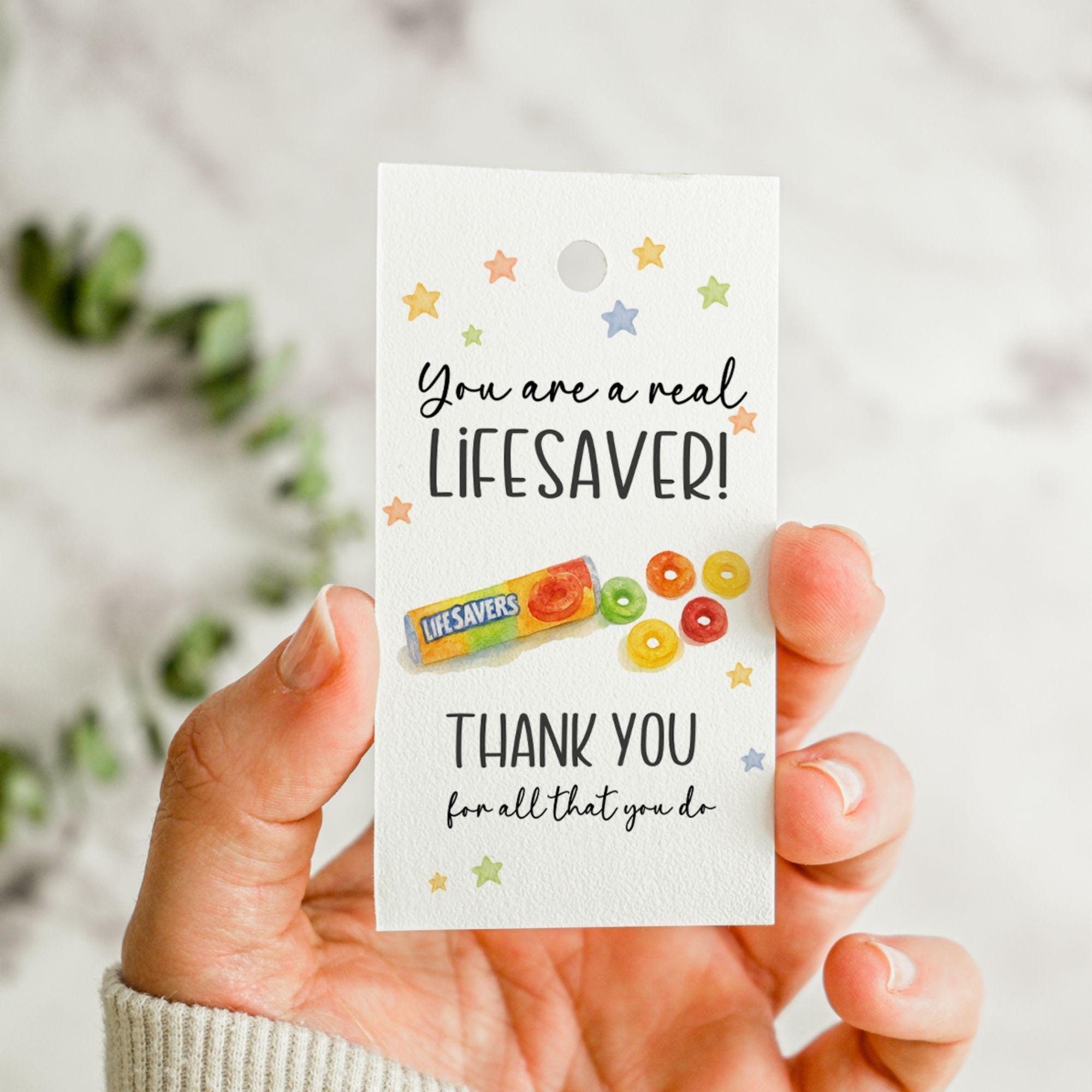 Printable Lifesaver Thank You Tags Nurse Thank You Tag Volunteer Thank ...