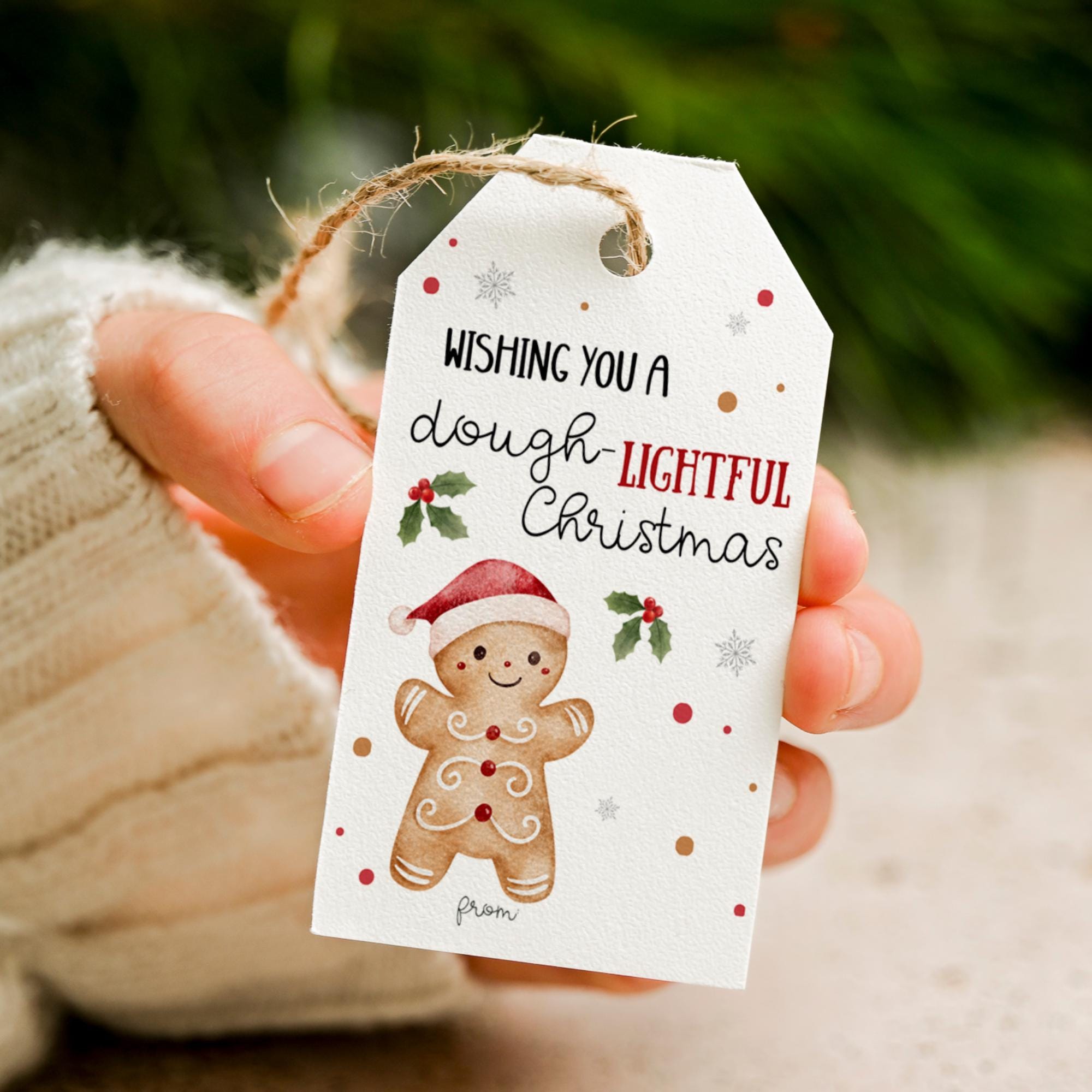 Wishing You A Dough-lightful Christmas Gift Tag Printable Christmas Pun ...